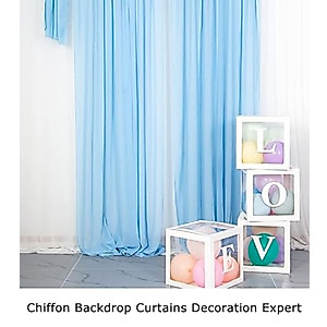 ShinyBeauty Chiffon Backdrop Curtain 10FT Light Blue Sheer Curtains 2 Panels 29x120-Inch Semi-Sheer Rod Pocket-Curtains Light Blue Chiffon Fabric Drapes for Baby Shower,Wedding