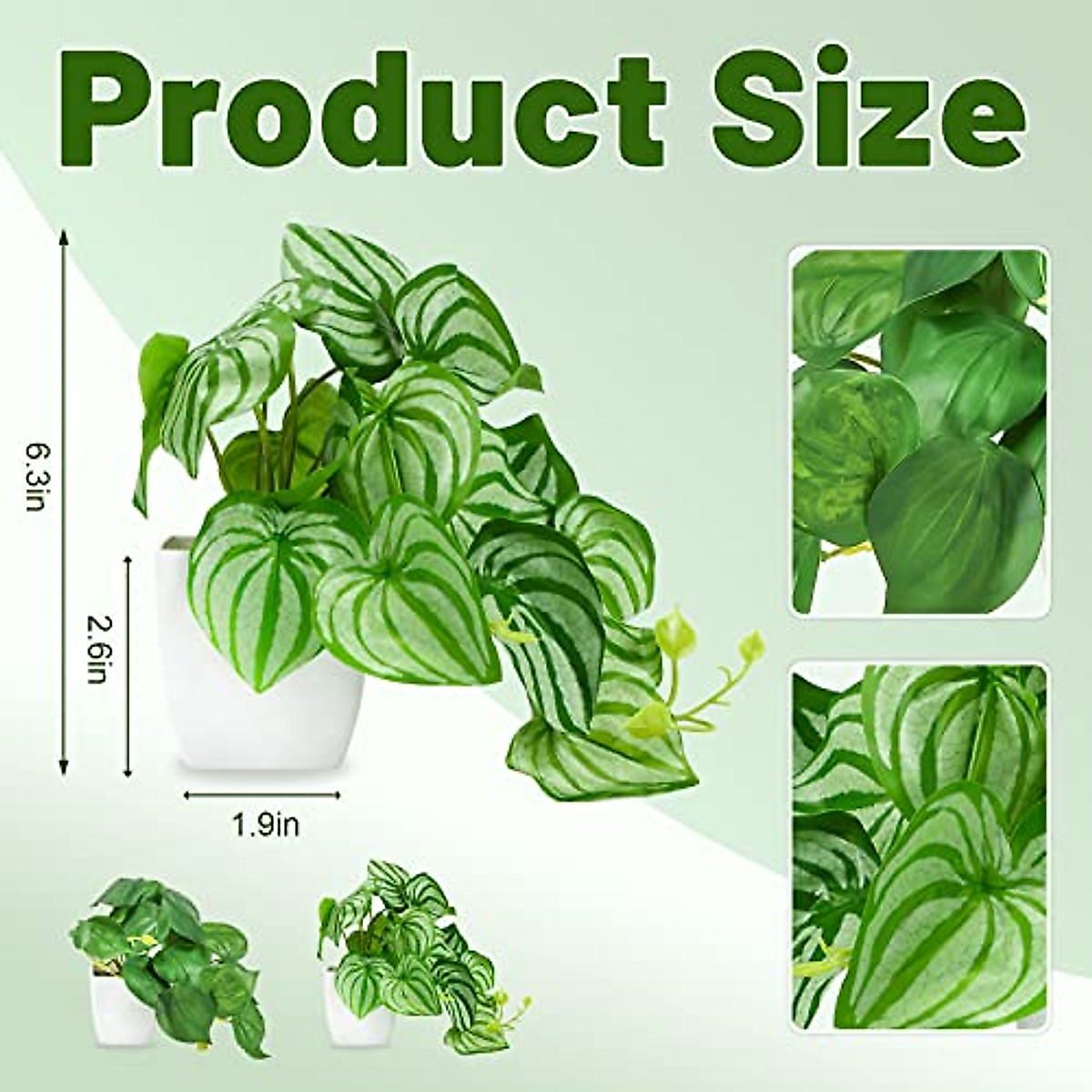 CEWOR Fake Plants 2 Packs Artificial Plants Small Plants Artificial Decor for Home Bedroom Aesthetic Living Room Bathroom Farmhouse Decor Indoor