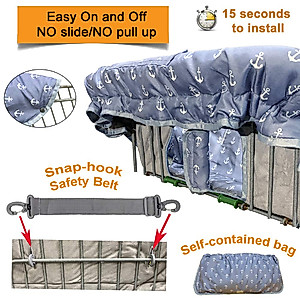 Shopping Cart Cover for Baby Grocery Cart Cover for Baby boy and Baby Girl, High Chair Cover for Baby and Toddler, Baby Registry Gift - Waterproof - Extra Large - Cotton - Double Sided (Blue)