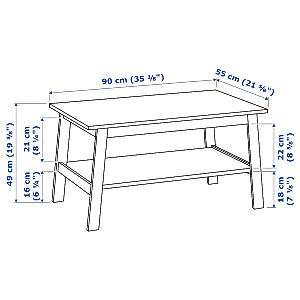 Ikea Little Loved Corner LUNNARP Coffee Table, Side Table, Brown 90x55 cm