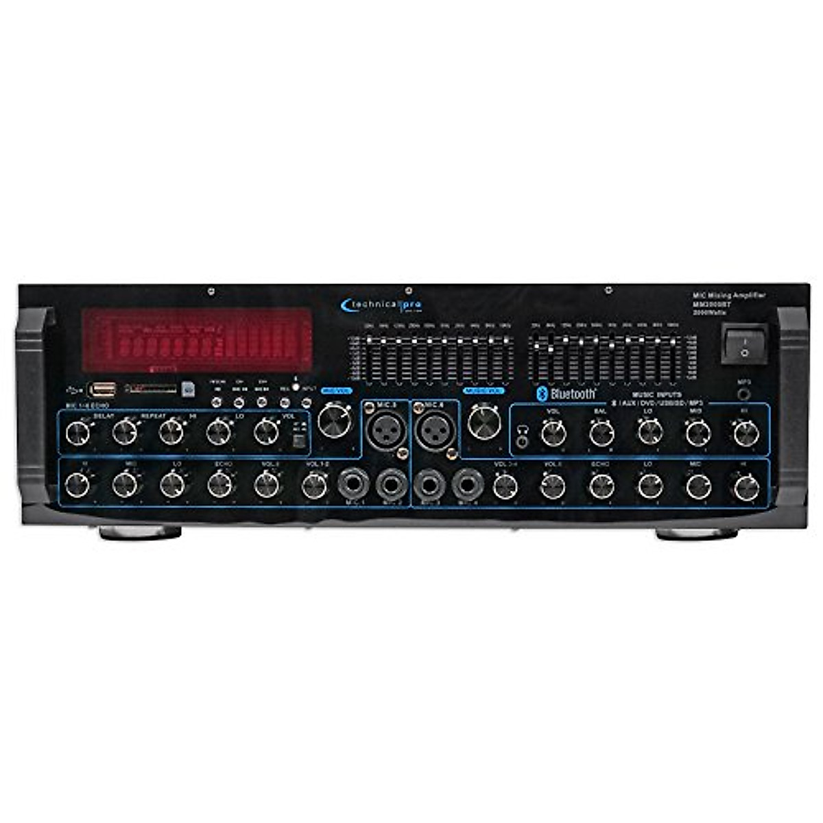 Technical Pro MM2000BT Powered Bluetooth Karaoke Mixer Amplifier Amp SD, USB