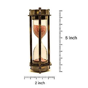 Dual Face Compass 5 Inch Antique 5 Minute Sand Timer Hourglass for Home Decor Gift