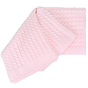 Lilax Baby Cable Knit Blanket Soft Warm Toddler for Boys and Girls 35X30 Inch Pink