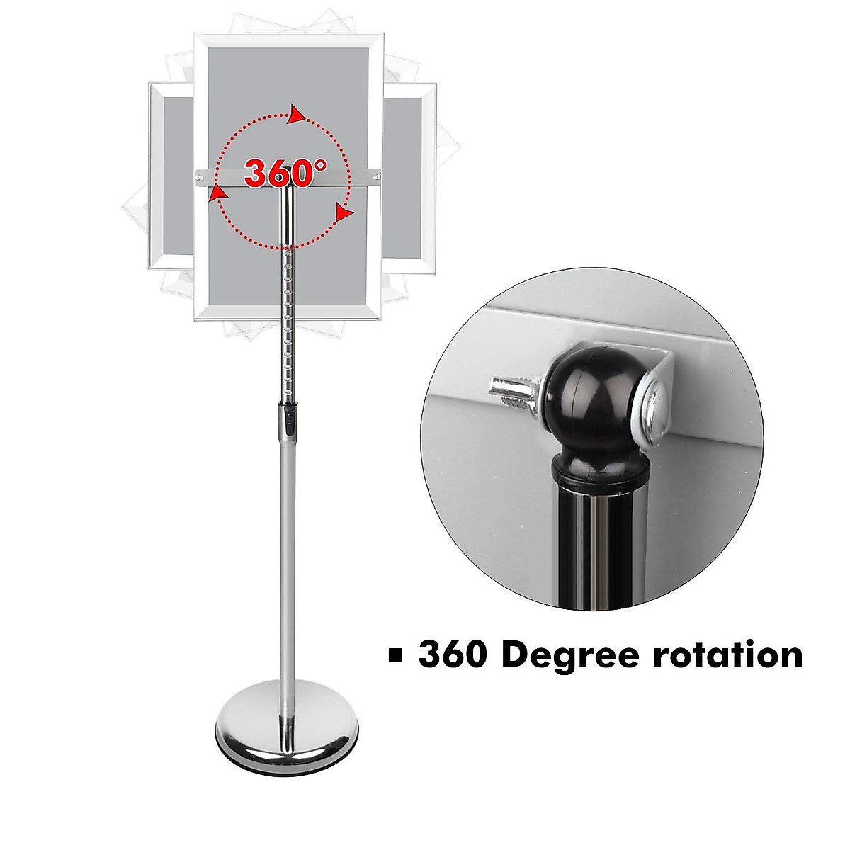 YIYO Adjustable Pedestal Poster Sign Stand,8.5 x 11 Advertising Business Menu Sign Holder for Floor Standing with Aluminum Snap-Open Reusable Frame,Black (8.5 x 11)