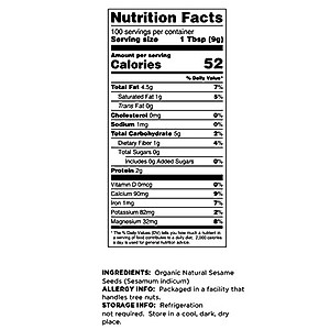 Terrasoul Superfoods Organic Unhulled Sesame Seeds, 2 Lbs, Nutty Crunch for Asian Dishes, Baking, and Homemade Tahini