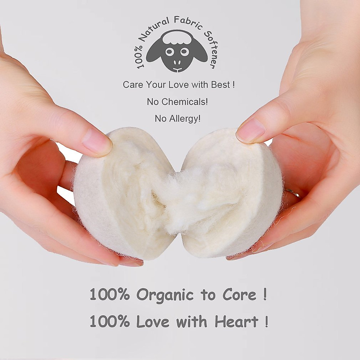 Budieggs Wool Dryer Balls Organic XL 6-Pack, 100% New Zealand Chemical Free Fabric Softener for 1000+ Loads, Baby Safe & Hypoallergenic, Reduce Wrinkles & Shorten Drying Time Naturally