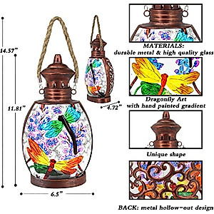 SUBOLO Hanging Solar Lantern Outdoor Waterproof Dragonfly Decor Solar Lights Tabletop Lamp for Outdoor Garden Yard Patio Ornament