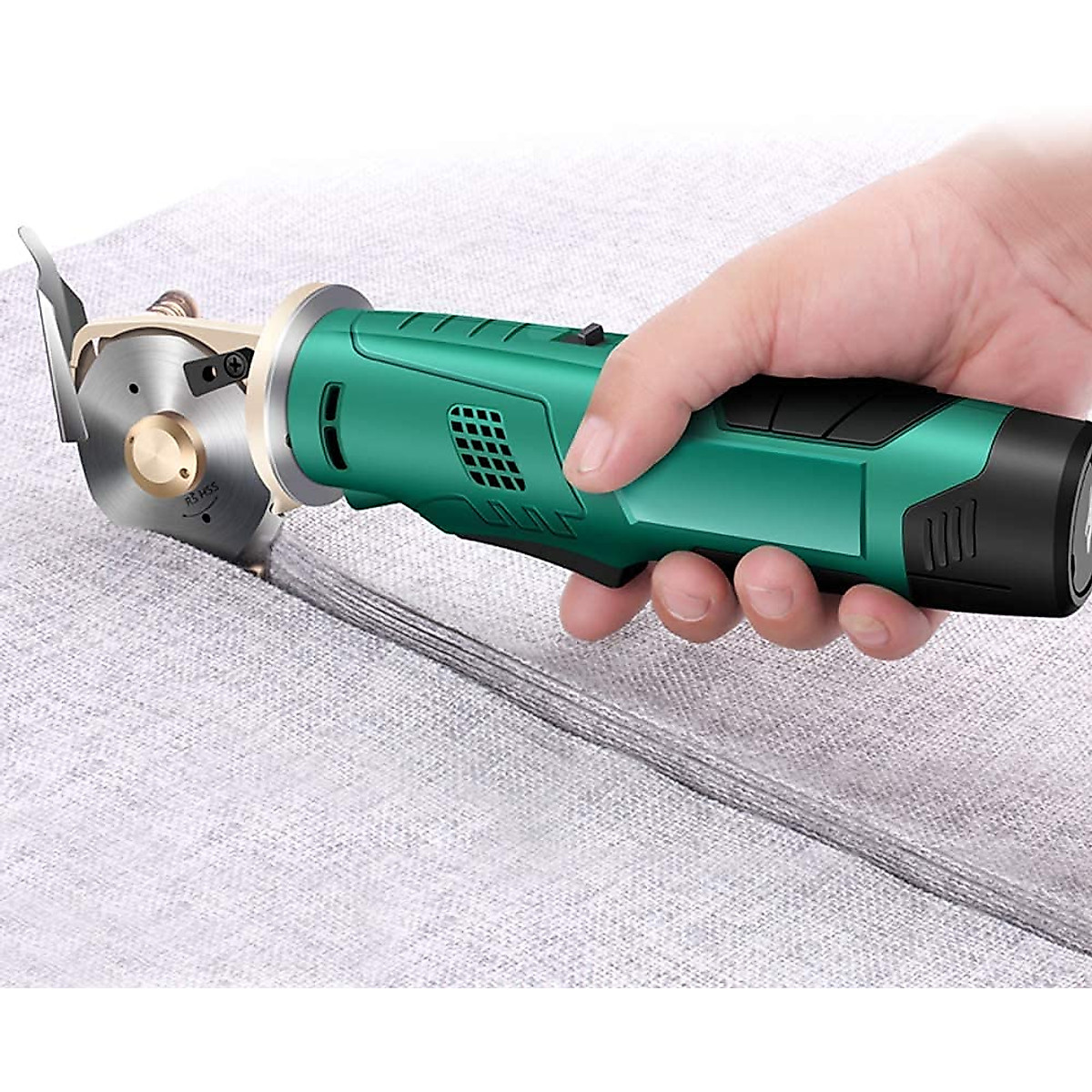 MXBAOHENG Electric Rotary Cutter Cordless Electric Scissor Rechargeable Fabric Shear for Cloth/Paper/Carpet/Leather Cutting Thickness ≤2.5cm (2 Batteries)