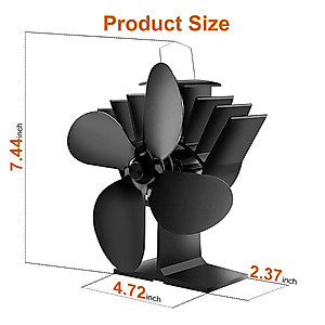 foedo Wood Stove Fan, 4-blade Wood Burner Fan,Fireplace Fan,Effective Circulation of Warm Air for Wood Burning Stove/Pellet/Fireplaces, Can be Used Both Indoor and Outdoor