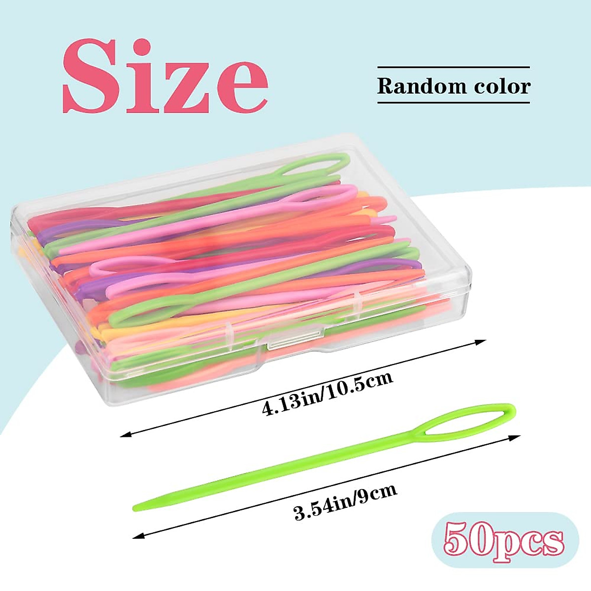 LUNARM 50PCS Plastic Needles for Yarn, 9cm/3.54inch Large Eye Plastic Yarn Sewing Needles for Canvas Craft Embroidery, DIY Sewing Handmade