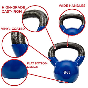 Sunny Health & Fitness Sunny Vinyl Coated Kettlebell (20-Pound)