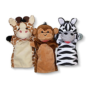 Melissa & Doug Safari Buddies Hand Puppets, Set of 6 (Elephant, Tiger, Parrot, Giraffe, Monkey, Zebra) Soft, Plush Animal Hand Puppets For Toddlers And Kids Ages 2+