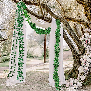 kovdim Artificial Ivy Vines Leaves 12 Strands (84 Ft), Ivy Garland Fake Vines Plants Hanging for Bedoom Room Wall Weeding Party Decor, Green