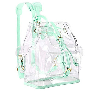 Zicac Summer Clear Backpack Cute Knapsack Satchel Transparent Stadium Approved Backpack (Green)