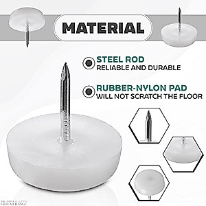 100Pcs Furniture Sliders for Hardwood Floors - Chair Leg Floor Protectors Nail Furniture Slider Nylon Sliders for Moving Furniture Table Feet Glides - 18mm Furniture Pads for Chair Leg Protectors