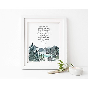 Isaiah 41 10 Wall Art, Watercolor Mountains Bible Verse Poster, Christian Gifts Men UNFRAMED 8x10, Crafty Cow Design