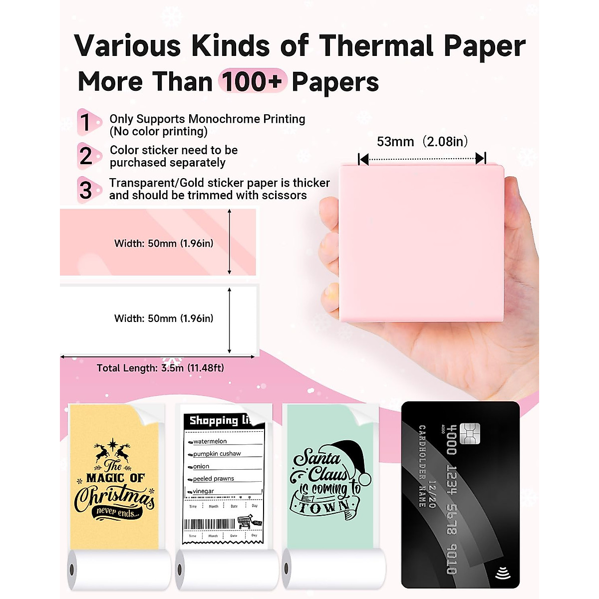 Memoking Inkless Bluetooth Printer Wireless - 2" Thermal Mini Printer Portable Photo Printer - M02 Sticker Printer Machine for Pad&Phone, HD Mini Sticker Maker Machine Printer for Memos,Sticker,Photos