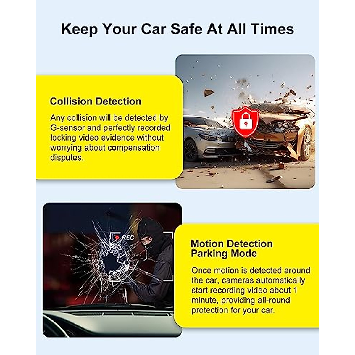 Dash Cam Camera For Cars Dashcam - Lehwey 3 Channel Dash Camera 4k 2160P+1440P+1080P Front Rear Inside, Built in WiFi GPS, With 64GB Card, Night Vision, G-Sensor Parking Mode, 170°Angle Loop Recording