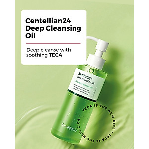 CENTELLIAN 24 Deep Cleansing Oil with Centella Asiatica, TECA, and Salicylic Acid - Korean Skin Care Hypoallergenic Face Wash, Gentle Eye Makeup Remover & Blackhead Remover (6.76 fl oz)