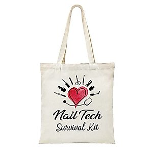 ZHANTUONE Canvas Tote Bag Gift，Nail Tech Survival Kit，Nail Technician Gifts，For Women Manicurist Gift，Nail Graduation Gift， Funny Birthday Gifts，For Nail Tech Multipurpose Canvas Tote Bag Gift