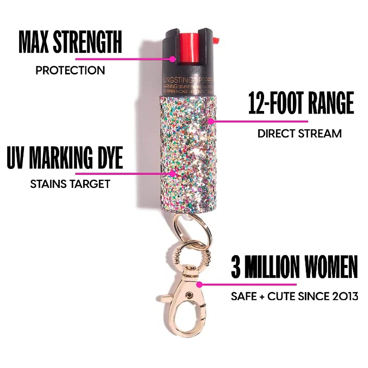 super-cute pepper spray Keychain - Fashionable & Powerful, Our 10% OC, No Gel Sprays Long Range and is Specifically Designed for Women, Safe, Accessible, Easy to Use - Multi Color