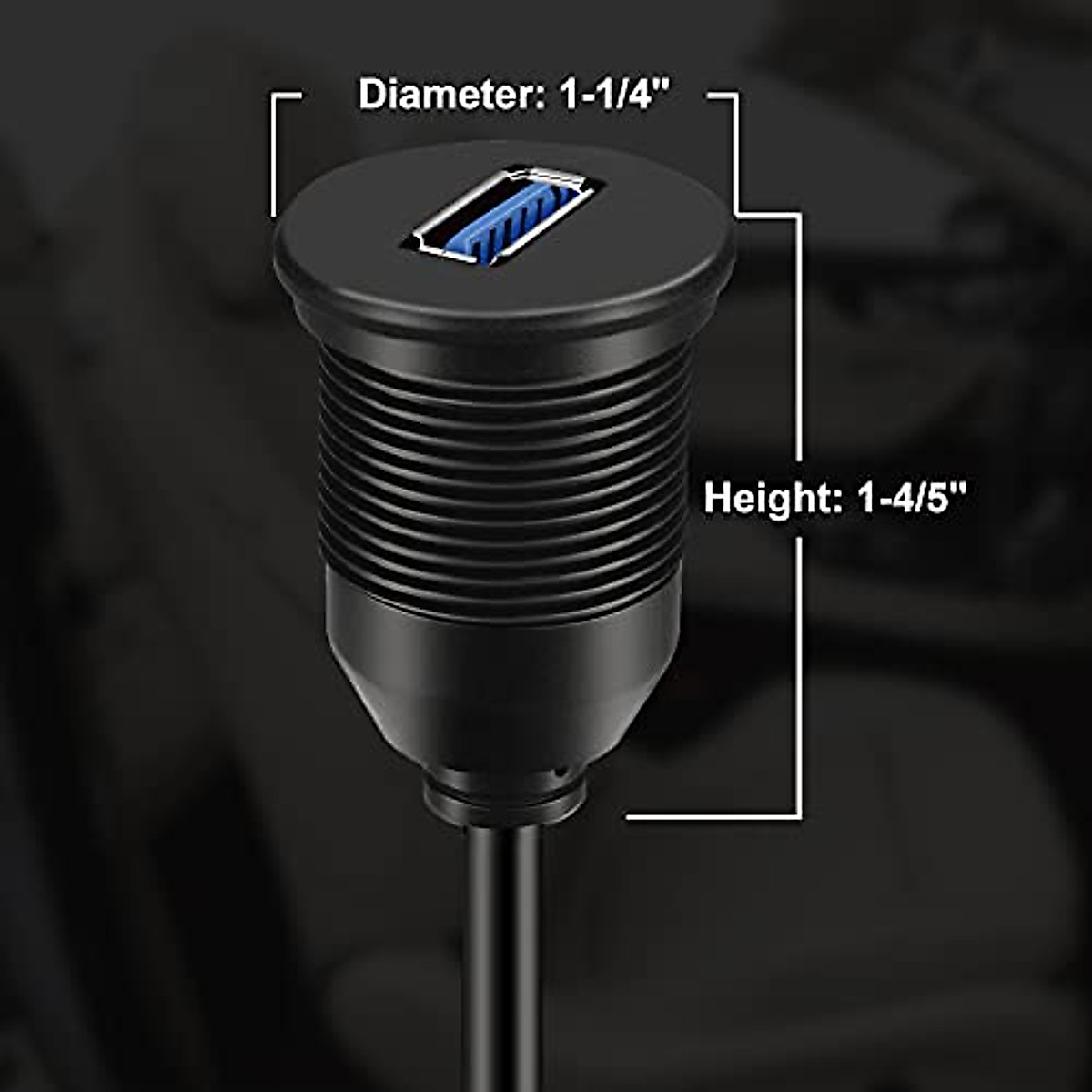 BATIGE Single Port USB 3.0 Male to Female AUX Car Mount Flush Cable Waterproof Extension for Car Truck Boat Motorcycle Dashboard Panel - 3ft