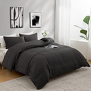 mafudoxi Duvet Cover Queen, 3 Piece Duvet Cover Set Ultra Soft and Breathable Bedding Duvet Cover Set with Zipper Closure & Corner Ties (Grey 90x90 Inch)