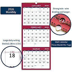 2023-2024 Calendar - 18 Monthly Calendar with Thick Paper, 14.6" x 11.5", Jan. 2023 - Jun. 2024, Twin-Wire Binding + Hanging Hook + Unruled Blocks with Julian Date, Horizontal - Pink