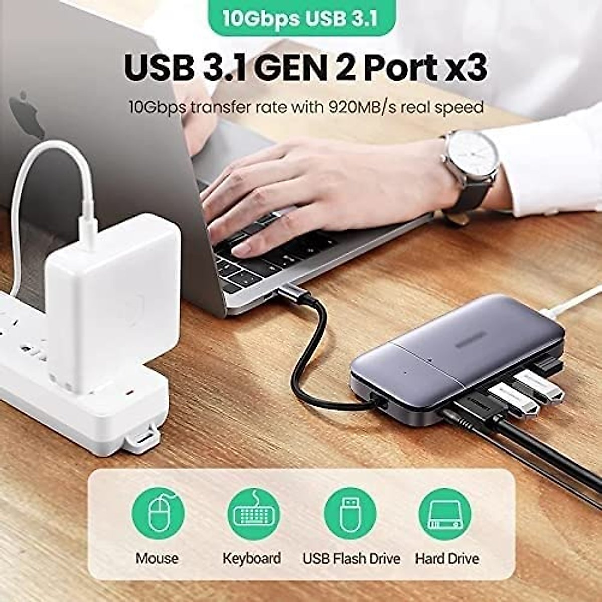 Feilx Ultra-Slim Data USB Hub for MacBook, Mac Pro, Mac Mini, iMac, Surface Pro, XPS, PC, Flash Drive, Mobile HDD