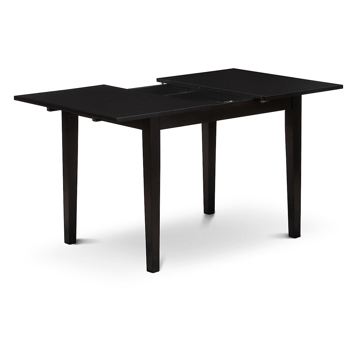 East West Furniture Norfolk Kitchen Rectangle Dining Table Top with Butterfly Leaf, 32x54 Inch, Nft-blk-t