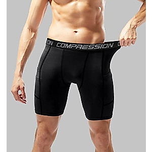 Holure Men's 3 Pack Sport Compression Shorts Compression Underwear,Black/Camo Blue/Camo Green 11-M