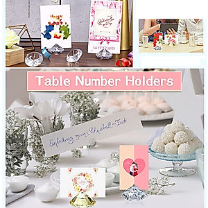 luzen 8Pcs Acrylic Diamond Shape Place Card Holders Wedding Decoration Table Number Card Holder Name Card Picture Memo Note Photo Display Stands Holder for Wedding Birthday Party Favor, Clear