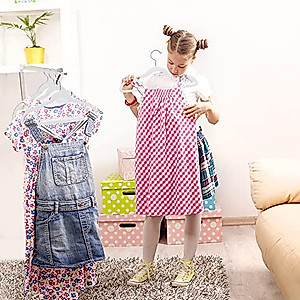 Tinfol Kids Velvet Hangers 60 Pack, White Non-Slip Toddler Hangers, Space Saving Felt Baby Hangers with 8 Velvet Hanger Clips for Children's Clothes, Newborn Clothes, Toddler Clothes