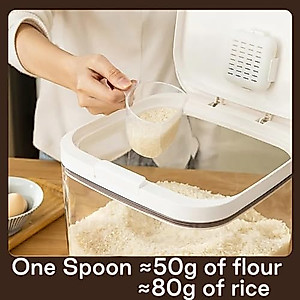 Qiveno Airtight Rice Storage Bin Flour Storage Container 11 L/10.5qt/10kg, Clear Food Container with Measuring Cup Airtight Lid for Kitchen Pantry Organization and Storage