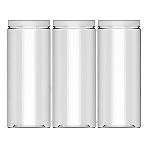 HoleviFO 60oz (1780 ml,3 Pack) Clear Tall Plastic Storage Jar with Lid, Round Airtight Food Storage Container with Screw Lid Kitchen Pantry Storage Container for Spaghetti Pasta Cereal Coffee Beans
