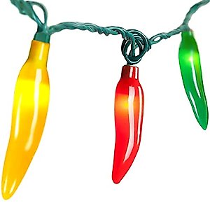 Pallerina Multi-Colored Chili Pepper String Lights, 13.6FT Hot Chili Pepper Lights with 35 Christmas Warm White Chili Pepper Bulbs(2 Spare) UL Listed for Outdoor Indoor Kitchen Garden Patio Decoration