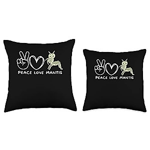 Peace, Love And Mantis Retro Mantis Lover Throw Pillow, 16x16, Multicolor