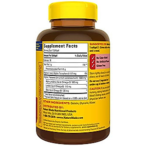 Nature Made Flaxseed Oil 1000 mg, Dietary Supplement for Heart Health Support, 100 Softgels