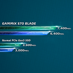 XPG 4TB GAMMIX S70 Blade PCIe Gen4 M.2 2280 Internal Gaming SSD Up to 7,400 MB/s - Works with Playstation 5/ PS5 (AGAMMIXS70B-4T-CS)