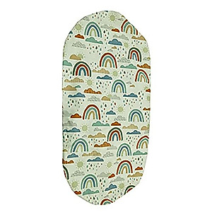 Ele Toys Replacement Part for Fisher-Price Soothing View Projection Bassinet - GVG89 ~ Rainbow Showers Print ~ Replacement Bassinet Sheet, White, Red, Green, Blue, 4 ounces