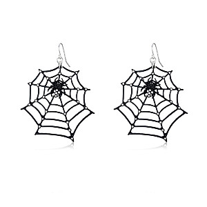 1 Pair Big Spider Web Earrings for Women Black Spider Rhinestone Dangle Drop Earrings Halloween Party Costume Accessories Jewelry Birthday Gifts