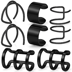Lcolyoli Ear Cuff Cartilage Earrings Surgical Steel Fake Clips On Earrings for Women Non Piercing Faux Helix Earring 4 Pairs Set Black