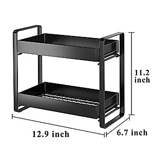 GILLAS 2 Tier Bathroom Counter Organizer, Makeup and Cosmetic Organizer Rack, Bathroom Vanity Storage Tray, Counter Standing Holder Shelf, Black Medium