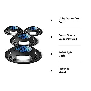 Home Zone Security 4 Packs Solar Deck Light Outdoor 20 Lumens Waterproof Weather Resistant, No Wiring, Auto On Sensor Fence Light, Durable Aluminum Plastic Case for Decor Step Pathway Backyard Garden