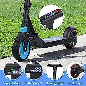 VOLPAM SR05 Electric Scooter for Kids Age of 6-12, Brushless Motor with Colorful Rainbow Lights (SR05-Black)