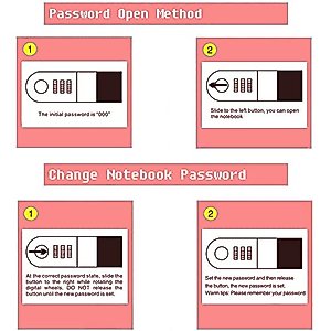 AZPINGPAN Horizontal Creative PU Leather Diary with Combination Lock丨Thickening A5 Secret Password Notebook Journal Digital Locking Personal Writing Diary Notepad Handbook Sketchbook