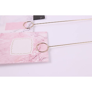 10 Pieces Metal Wire Floral Place Card Holder Round Photo Memo Holder Pick Gold Floral Card Holder Clip for Wedding Party Birthday Office Cake Topper Shower Party Flower Favor Card Holder, Gold