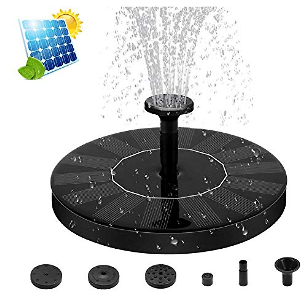 Lheng Solar Powered Fountain Pump, Solar Birdbath Fountain, 7V/1.4W Free Standing Floating Birdbath Water Pumps for Garden, Patio, Pond and PoolIdeal