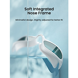 COPOZZ Women's Swim Goggles, Swimming Goggles Anti-fog No Leaking UV Protection for Adult Women - White