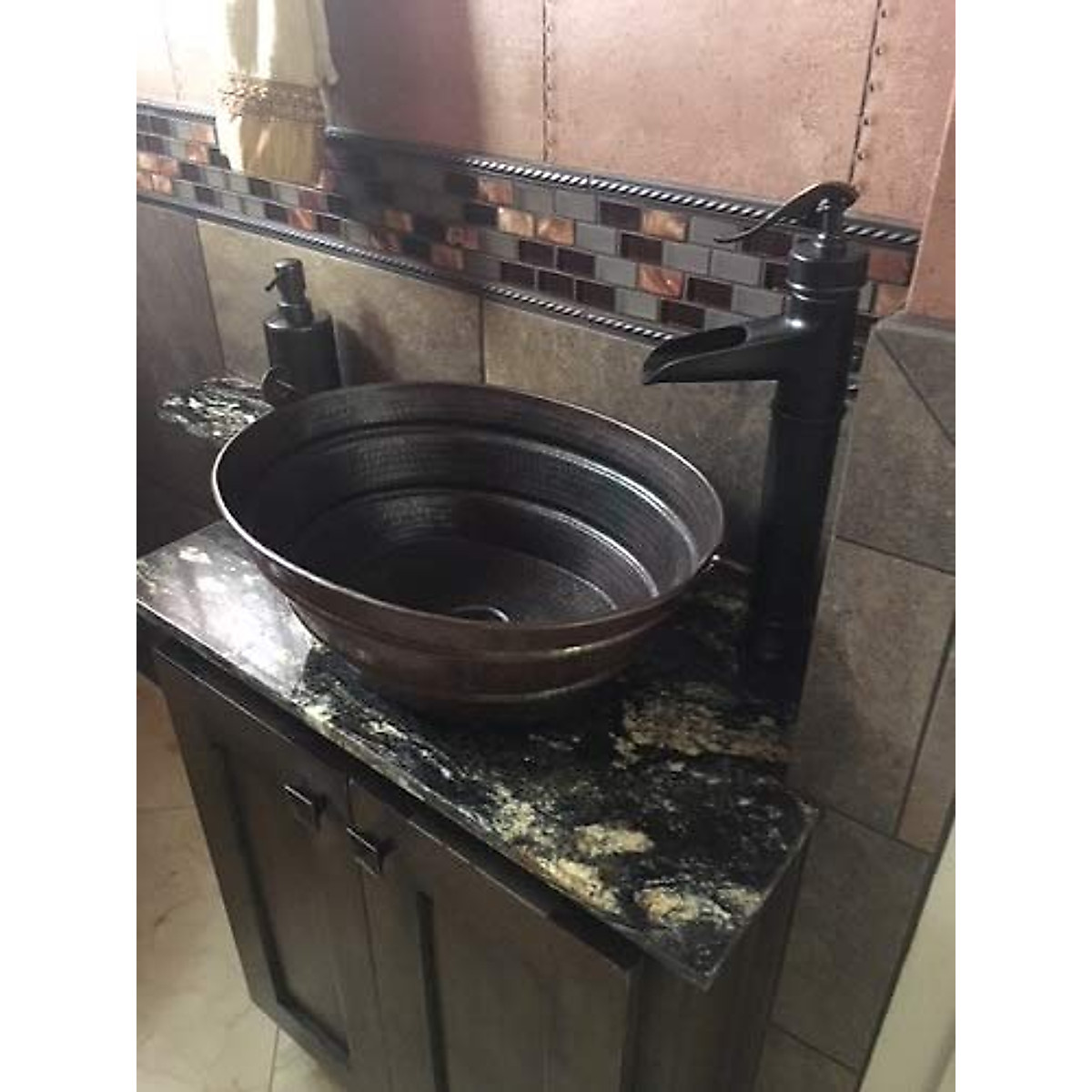 16" x 12" Rustic Oval Copper BUCKET Vessel Bath Sink with 19-Hole Grid Drain by SimplyCopper